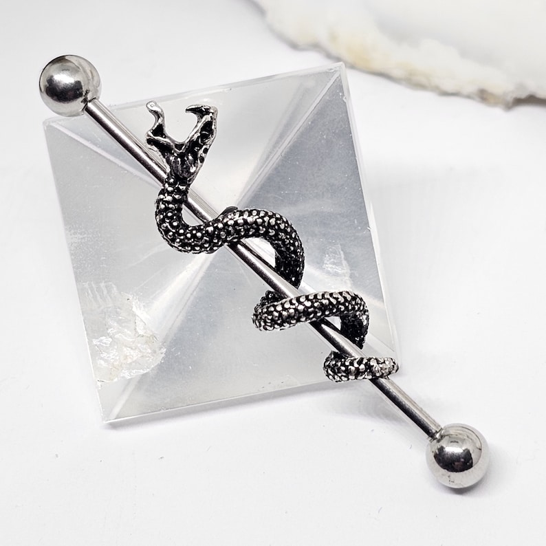 Snake Scaffold Bar 14 Gauge Industrial Piercing Bohemian Earring Body ...