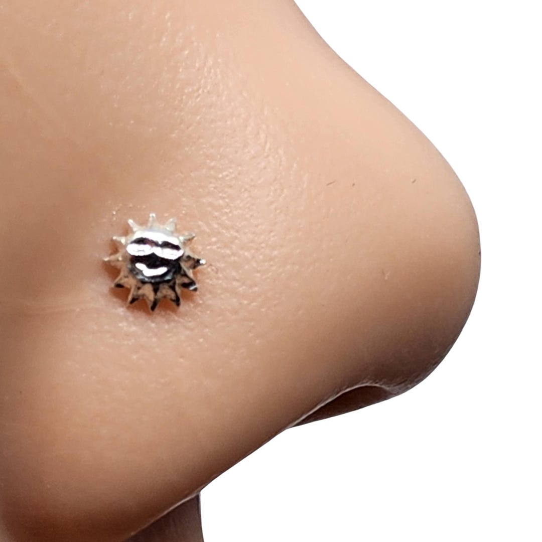 Sun Nose Stud Piercing Happy Sun 22g (0.6mm) Bright 925 Silver Silver ...