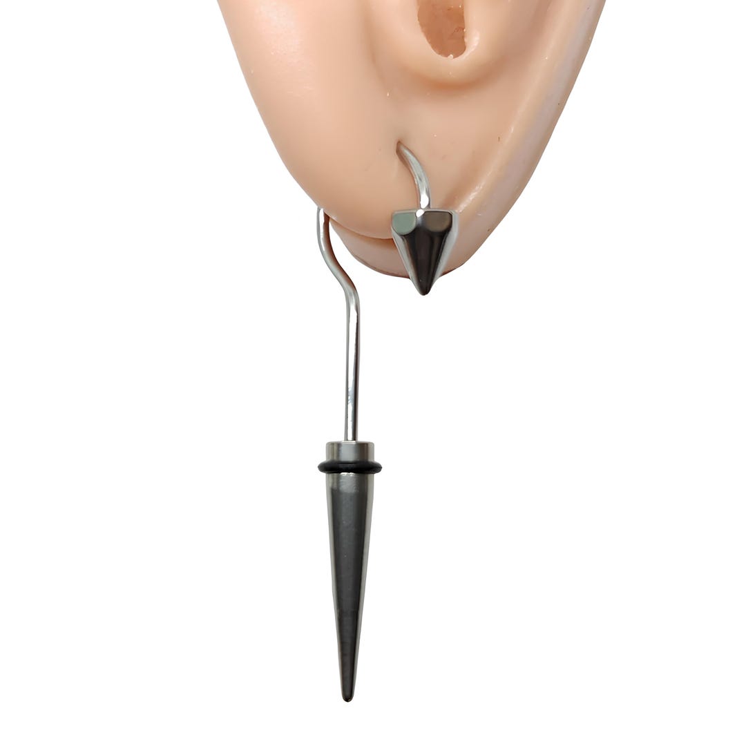 Spike Hook Earring Bar Cone 18g (1.0mm) Silver 316L Steel Jewellery Lobe Hexagonal Spike Nut ...