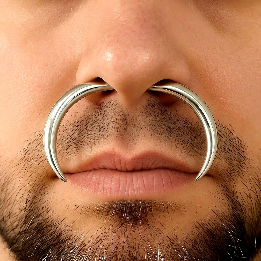 Buffalo Steer Horn Septum Piercing 16 Gauge Surgical Steel Bar Body ...