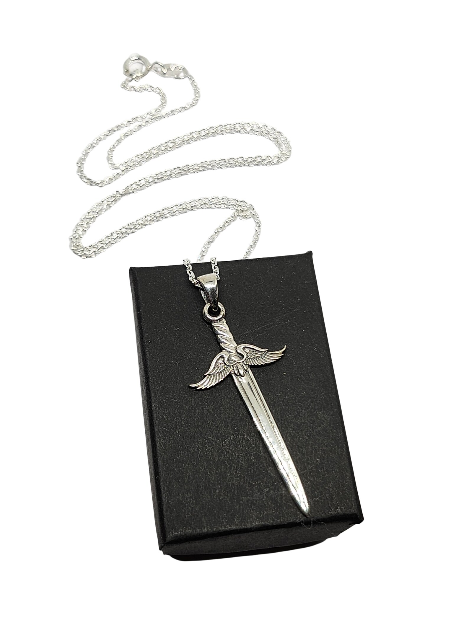 Winged Sword Pendant Necklace Archangel St Michael's Broadsword ...
