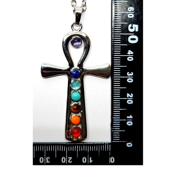 Ankh Gemstone Pendant Necklace Osiris 7 Seven Chakra Ankh Gemstone Pendant Necklace Osiris 7 Seven Chakra