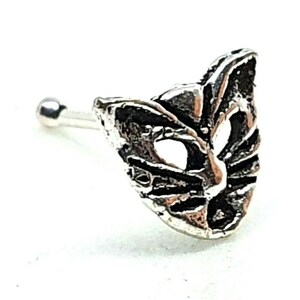 Cat Nose Stud Piercing Happy Cat Face Whiskers 22g (0.6mm) 925 Sterling ...