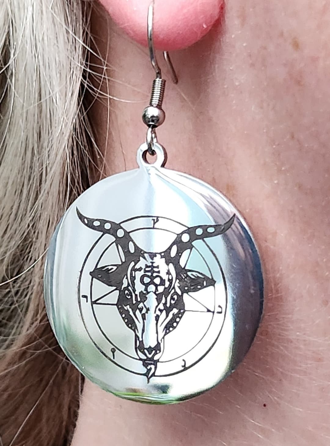 Baphomet Earrings Satan Horned Goat of Mendez Church of Satan Occult ...