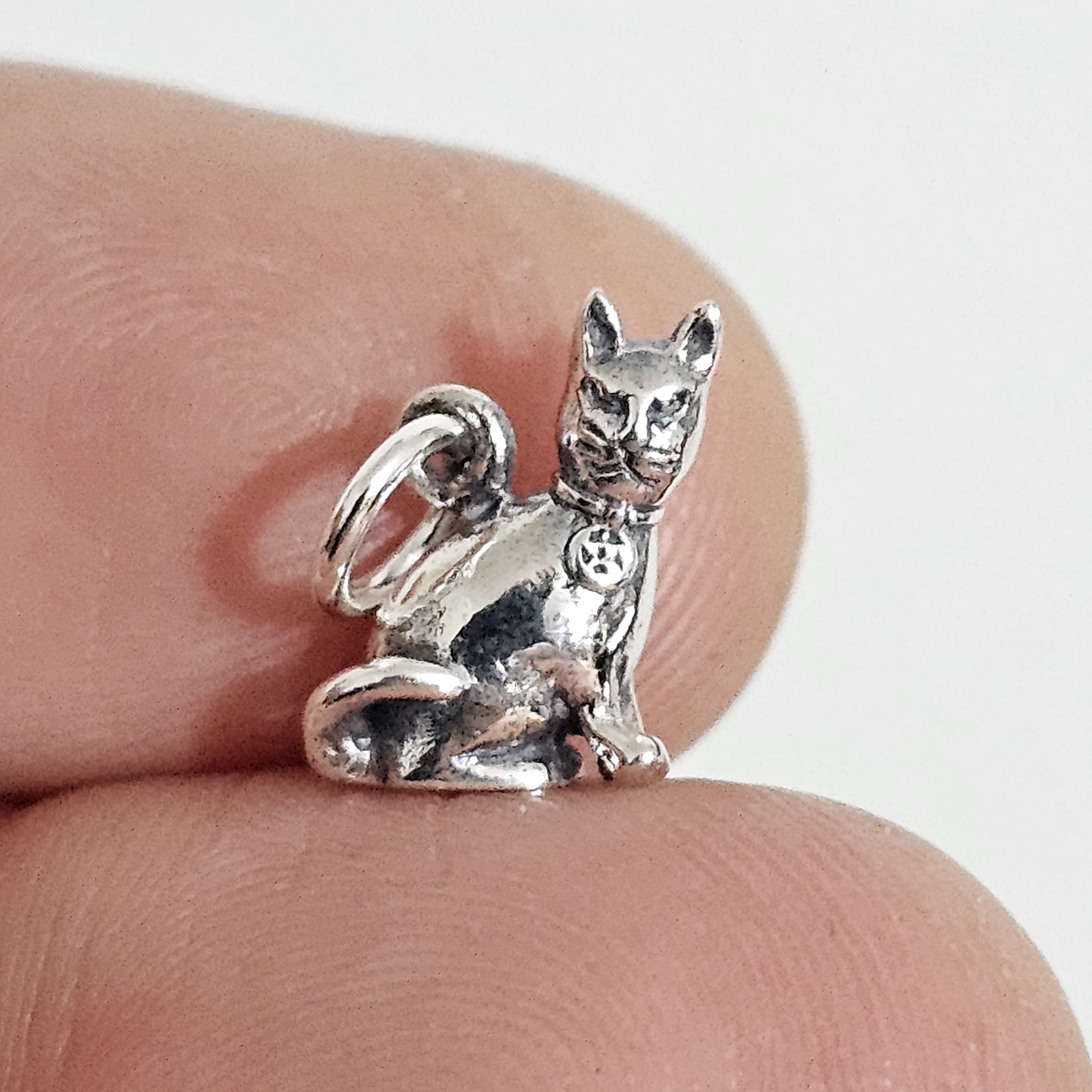 Witches Cat Pentacle Charm 925 Silver Familiar Pendant or Bracelet ...
