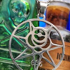 Thelema Sigil 666 Satanic Pendant Necklace Aleister Crowley Magick ...