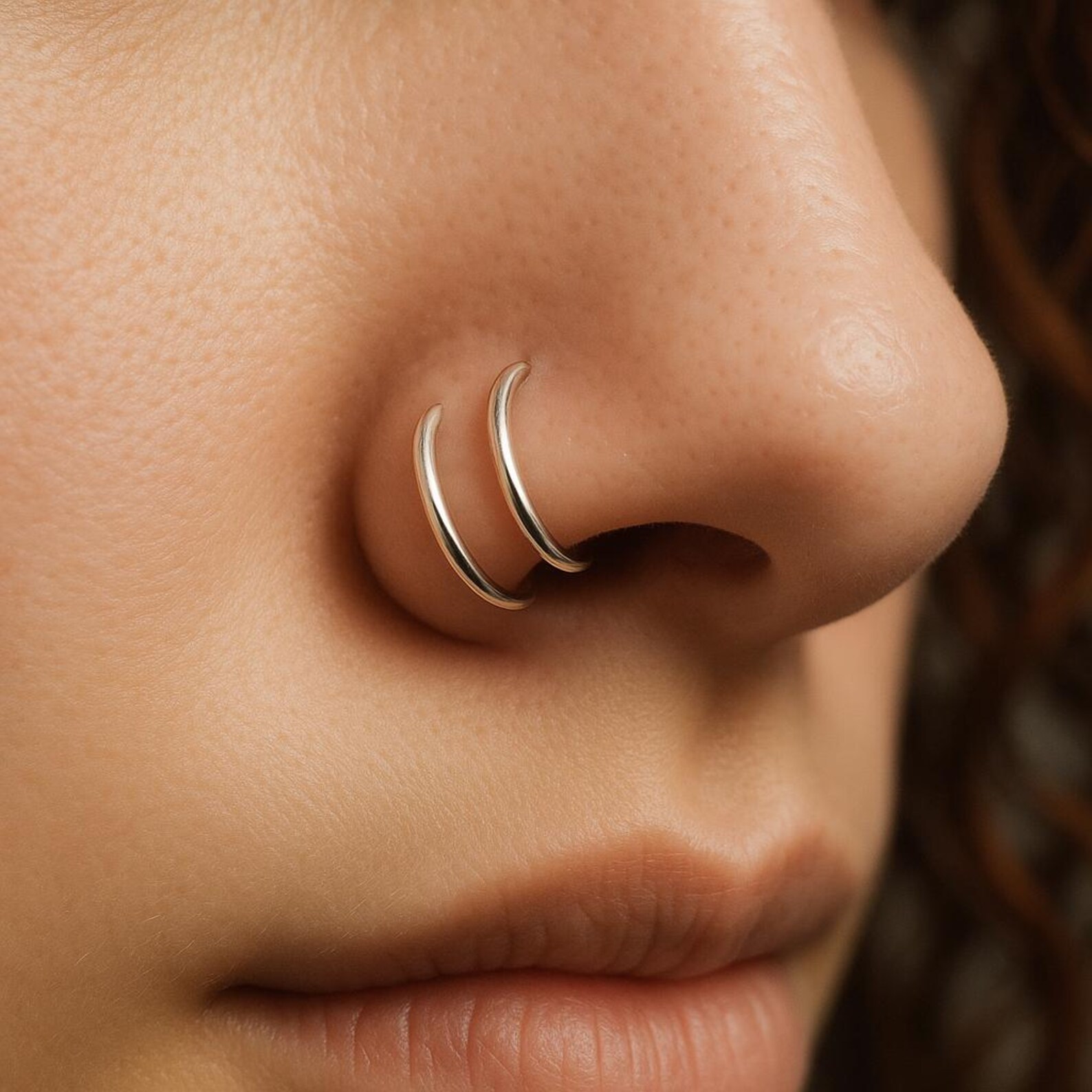 Nose Ring Double Wire Coil Twin Ring 8mm 925 Sterling Silver Body ...
