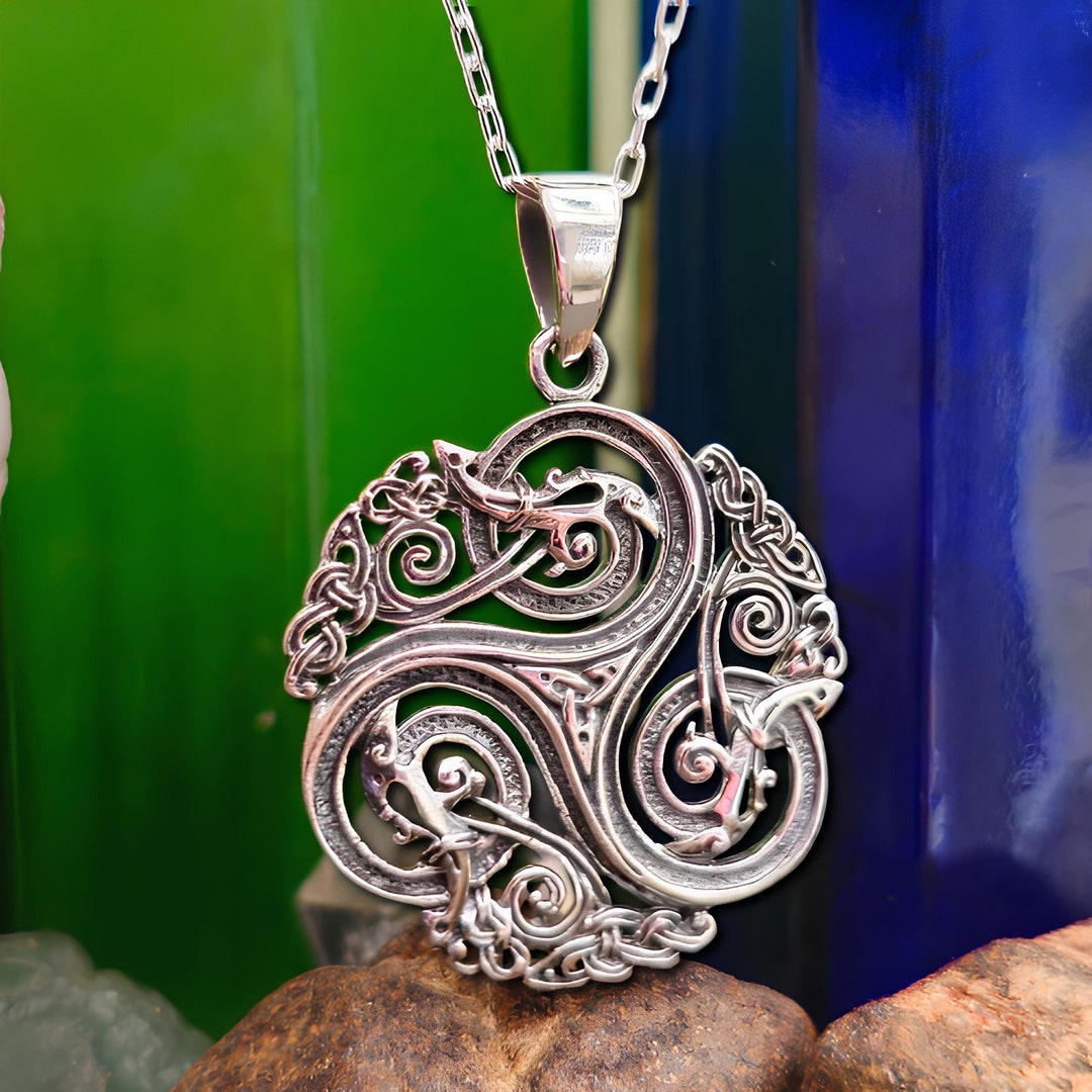 Triskele Dragon Acutus Pendant Celtic Triskelion 925 Sterling Silver 20 ...