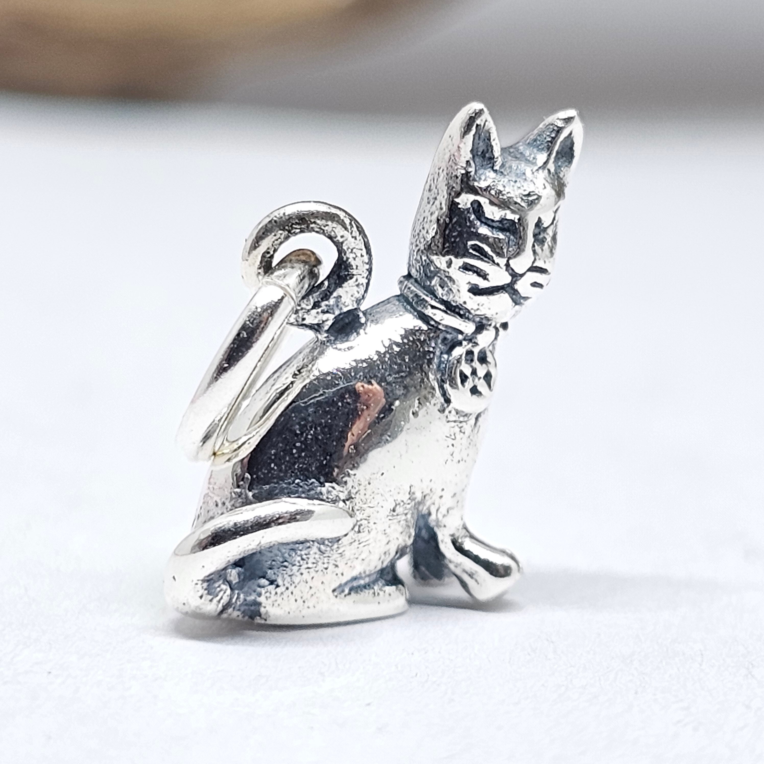 Witches Cat Pentacle Charm 925 Silver Familiar Pendant or Bracelet ...