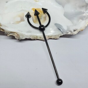 Black Trident Scaffold Piercing Fork Earring Industrial 14g (1.6mm ...