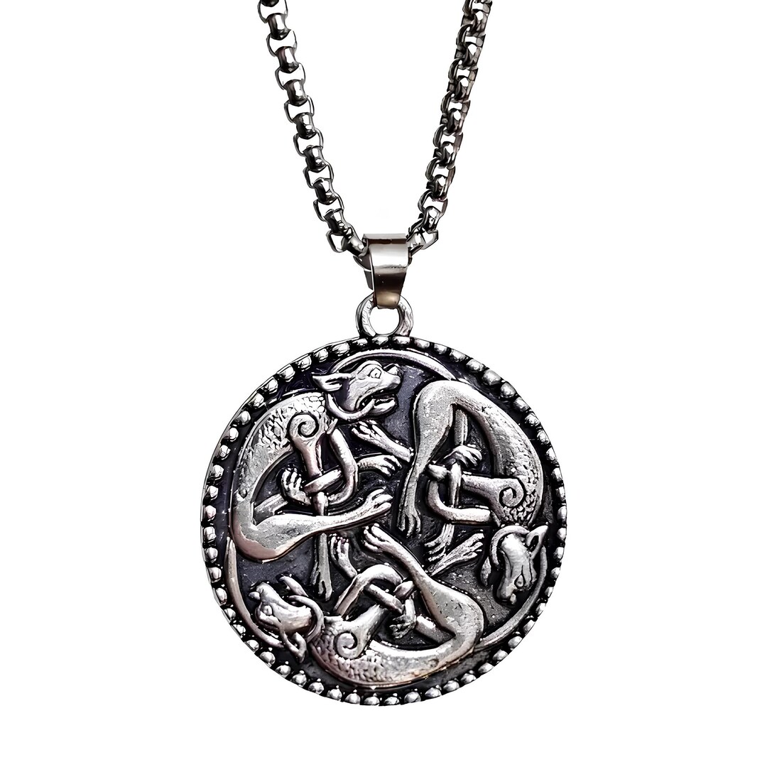 Cat Pendant 24 Inch Chain Triple Cats Kells Trinity Celtic Knot ...