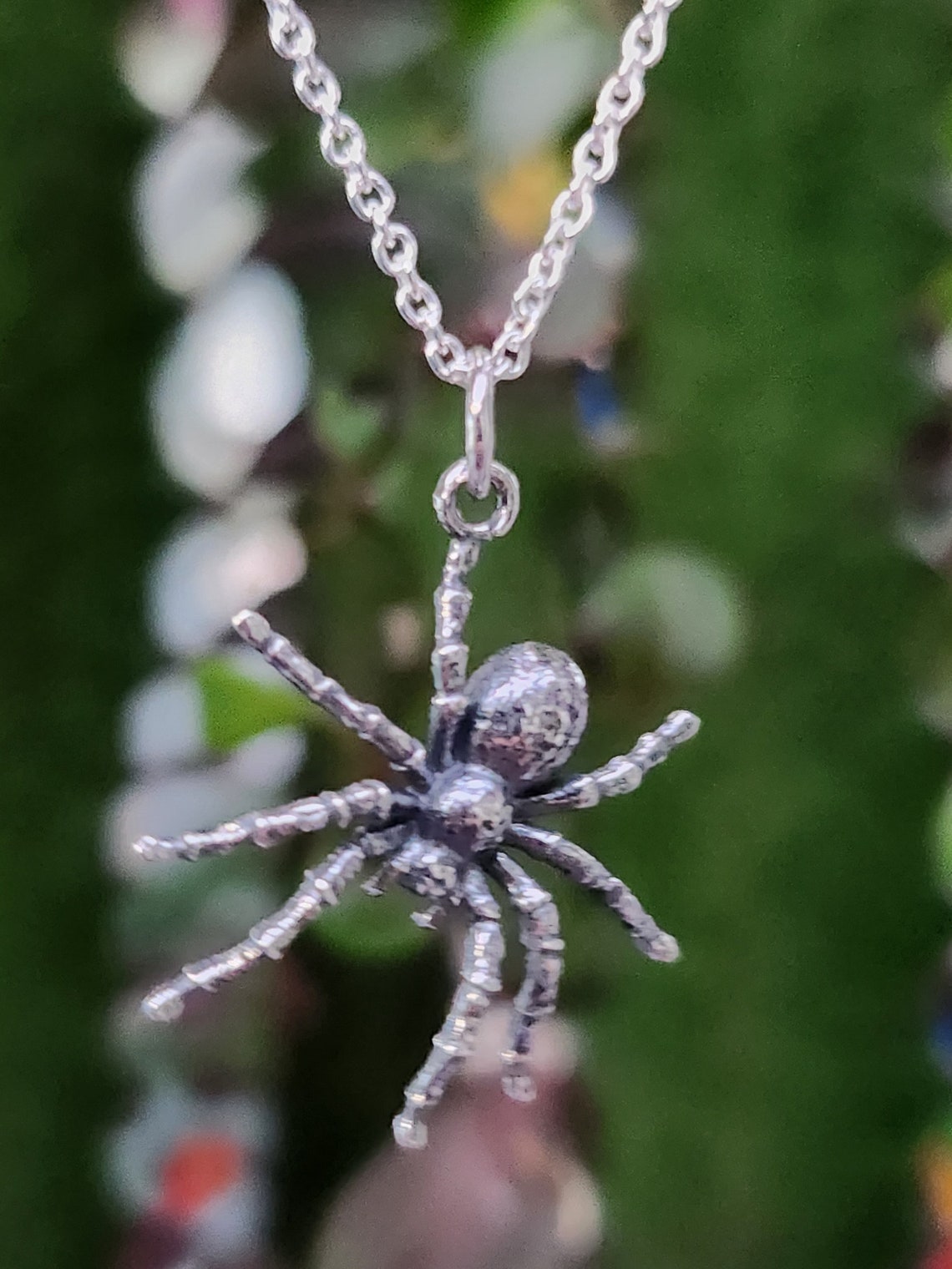 Spider Pendant Necklace 925 Silver Fanged Spider Pendant Arachnid ...
