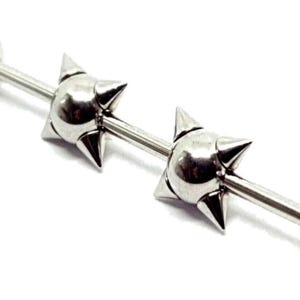 Scaffold Spiked Barbell Piercing Twin Spike Balls 38mm 14g 1.6mm 6mm ...