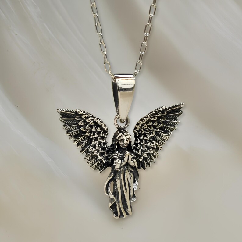 Angel Pendant 925 Sterling Silver 3d Angel 20 Inch Oval Chain Necklace ...