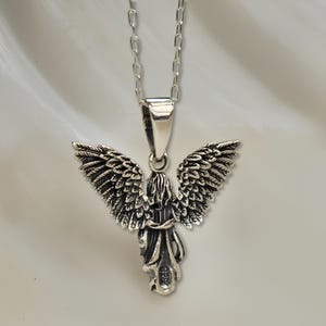 Angel Pendant 925 Sterling Silver 3d Angel 20 Inch Oval Chain Necklace ...