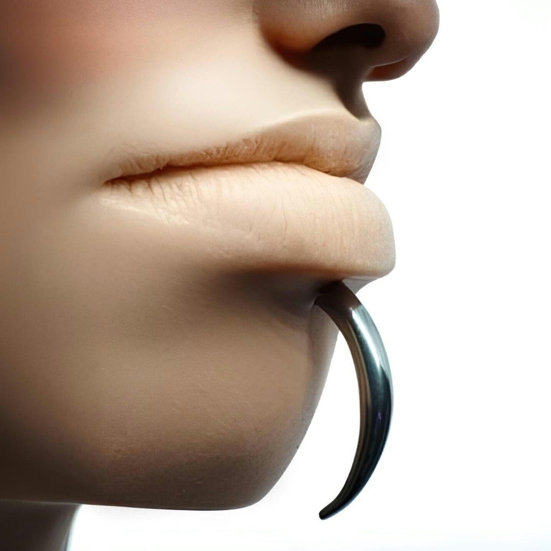 Labret Horn Tusk Piercing Claw Spike Large Chin Statement Labret Horn Tusk Piercing Claw Spike Large Chin Statement