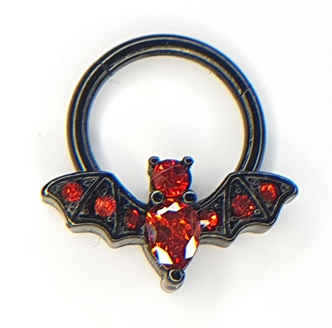 Bat Wing Septum Ring Ruby CZ Gothic 8mm Clicker 16g 1.2mm - Etsy