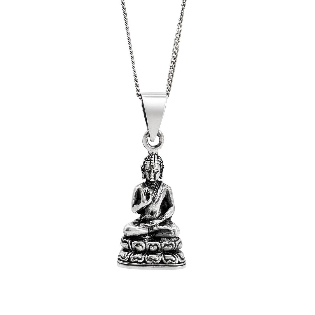 Medicine Buddha Pendant Necklace Amulet 925 Sterling Silver 18 Curb ...