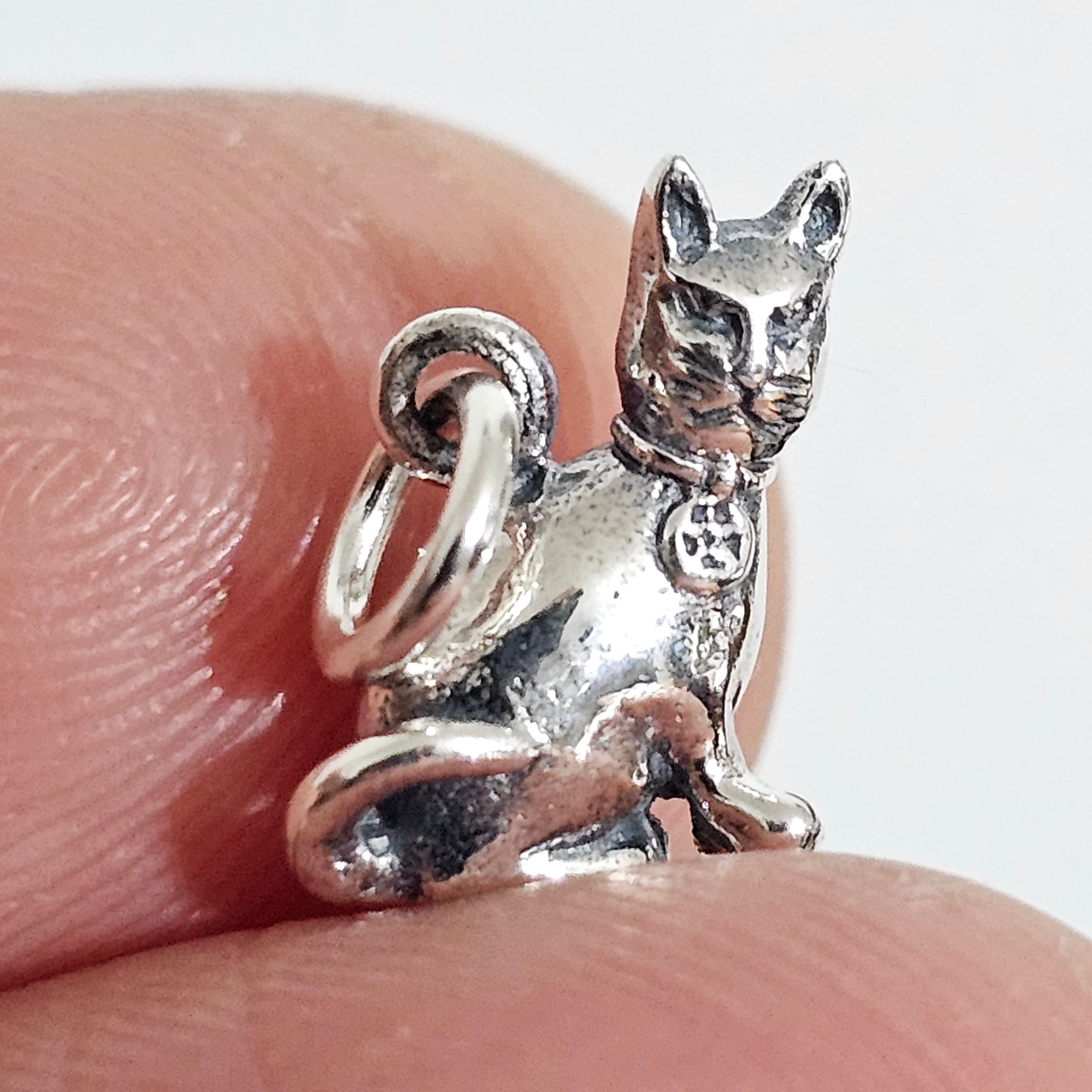 Witches Cat Pentacle Charm 925 Silver Familiar Pendant or Bracelet ...