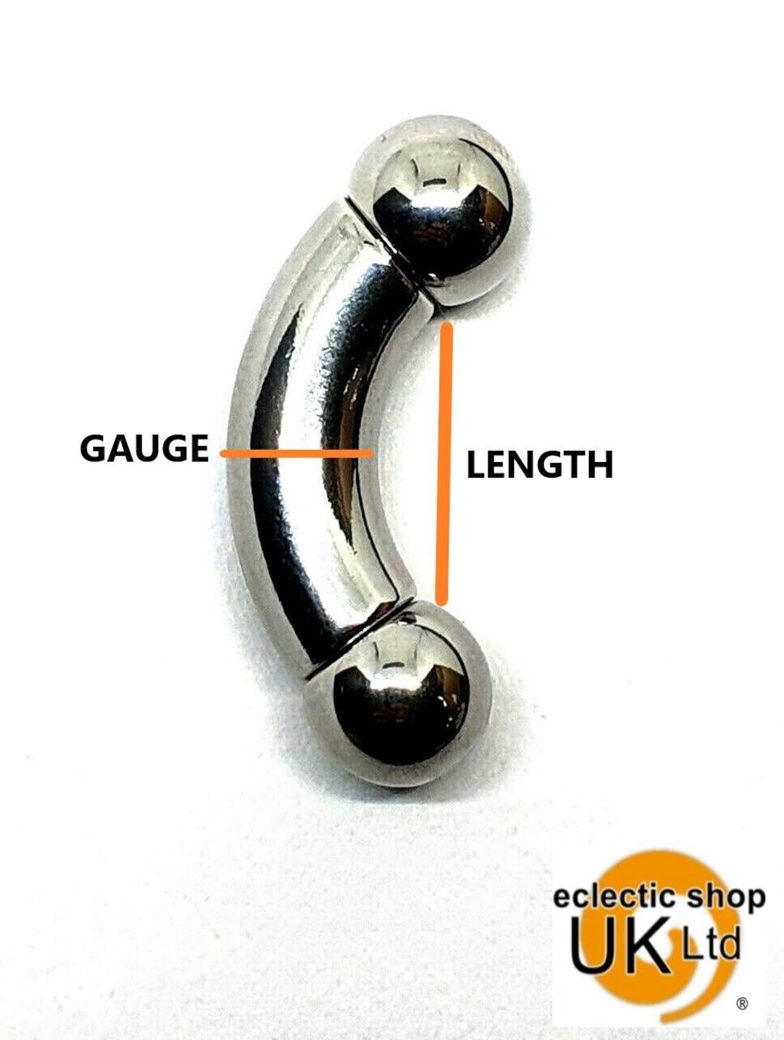 Prince Albert Curved Bar 0g (8mm) Prince Albert Large Gauge 10mm Ball ...