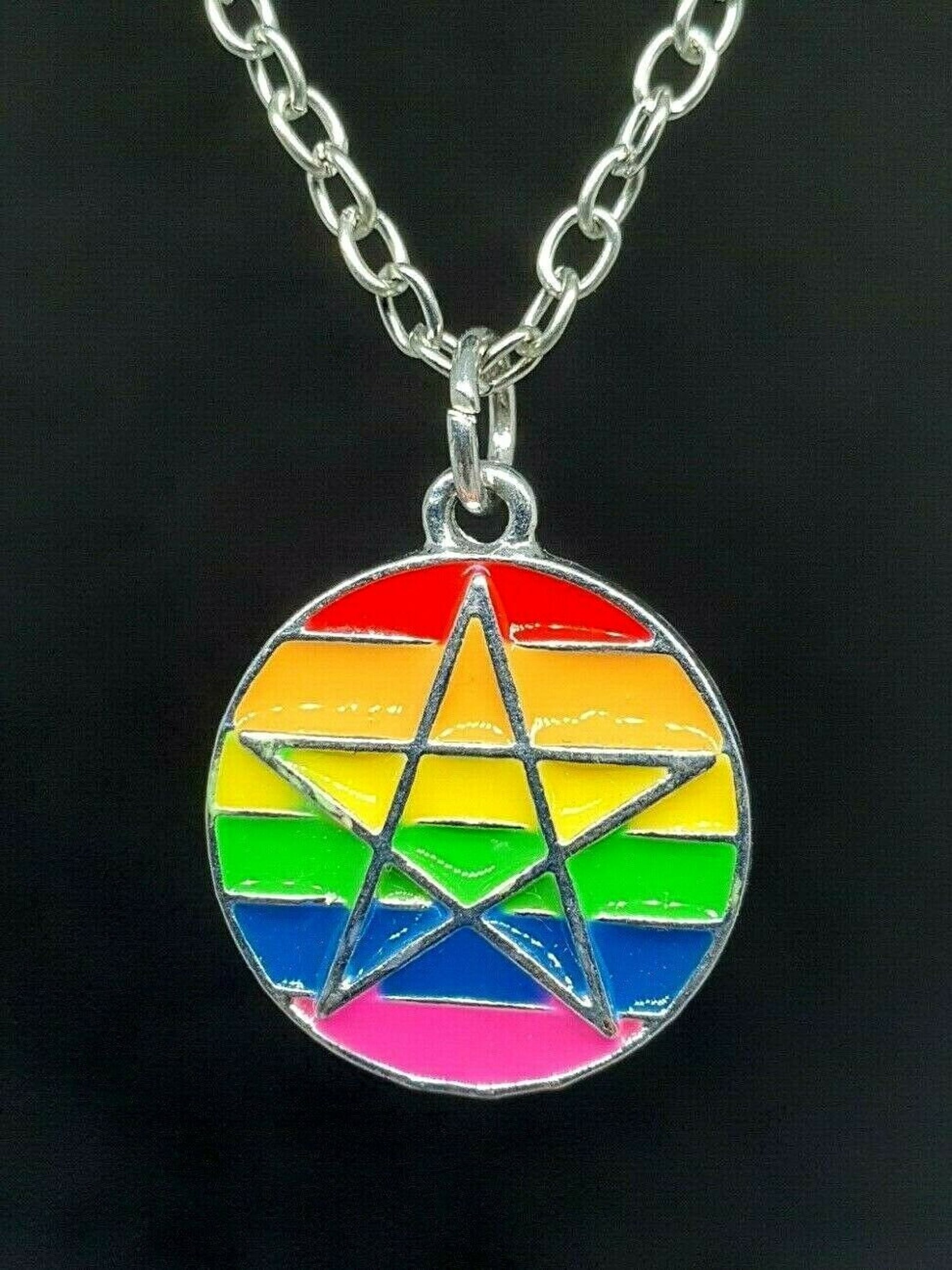 Pagan Pride Rainbow Gay LGBTQ Pentacle Enameled Pendant | Etsy