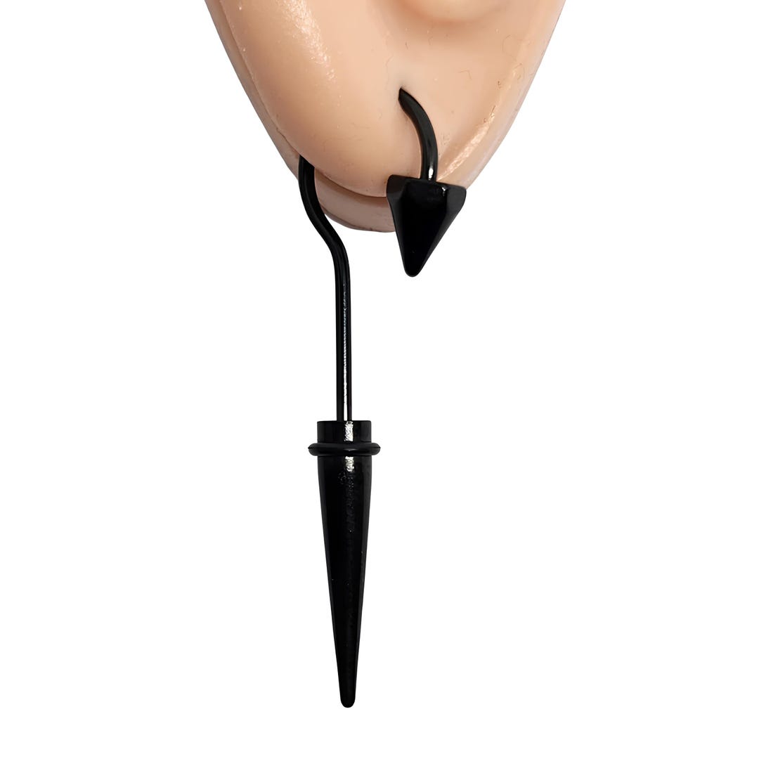 Spike Hook Earring Bar Cone 18g (1.0mm) Black PVD Tone 316L Jewellery Piercing Lobe Hexagonal ...