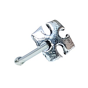 Cross Nose Stud Piercing Barbed Cross of Heraldry 22g (0.6mm) Oxide 925 ...