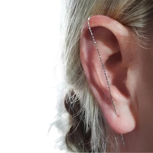 Ear Wrap Crawler Hook Crook Bar Industrial Piercing Twisted Ribbed ...