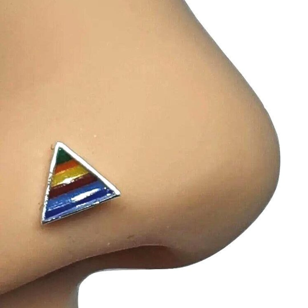 Pride Nose Stud Piercing Triangle Gay Pride Enamelled Rainbow LGBTQ ...