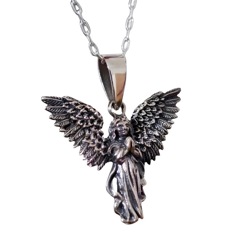 Angel Pendant 925 Sterling Silver 3d Angel 20 Inch Oval Chain Necklace ...