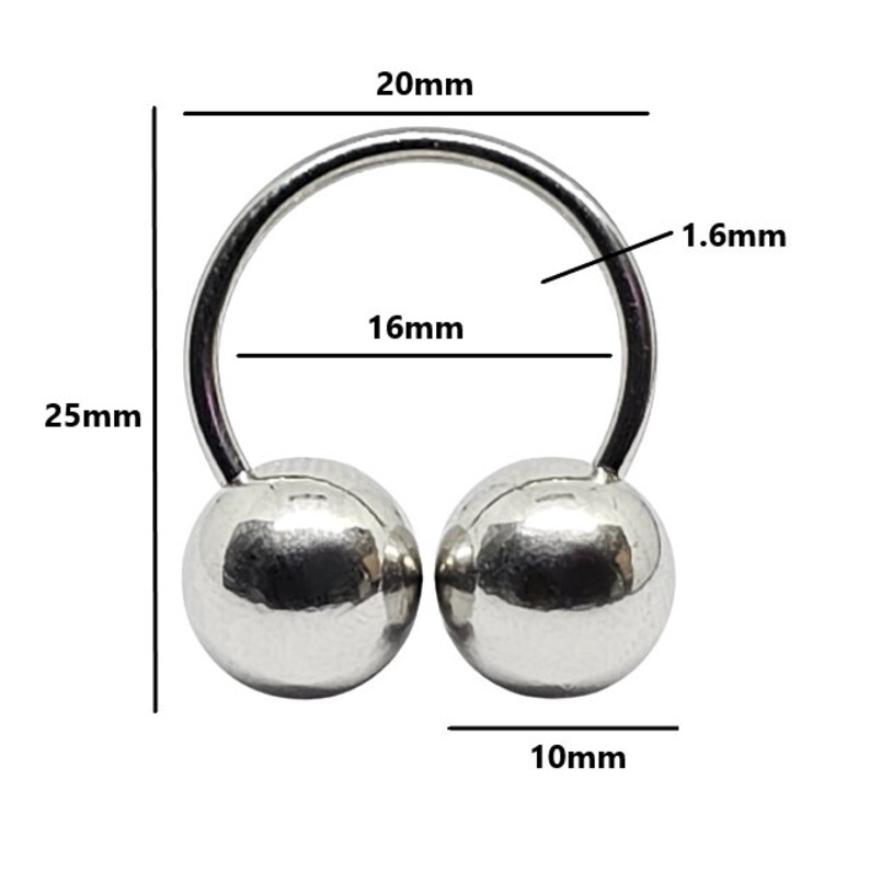 Horseshoe Piercing Circular Barbell 316L Steel VHC PA Septum 16mm Ring ...