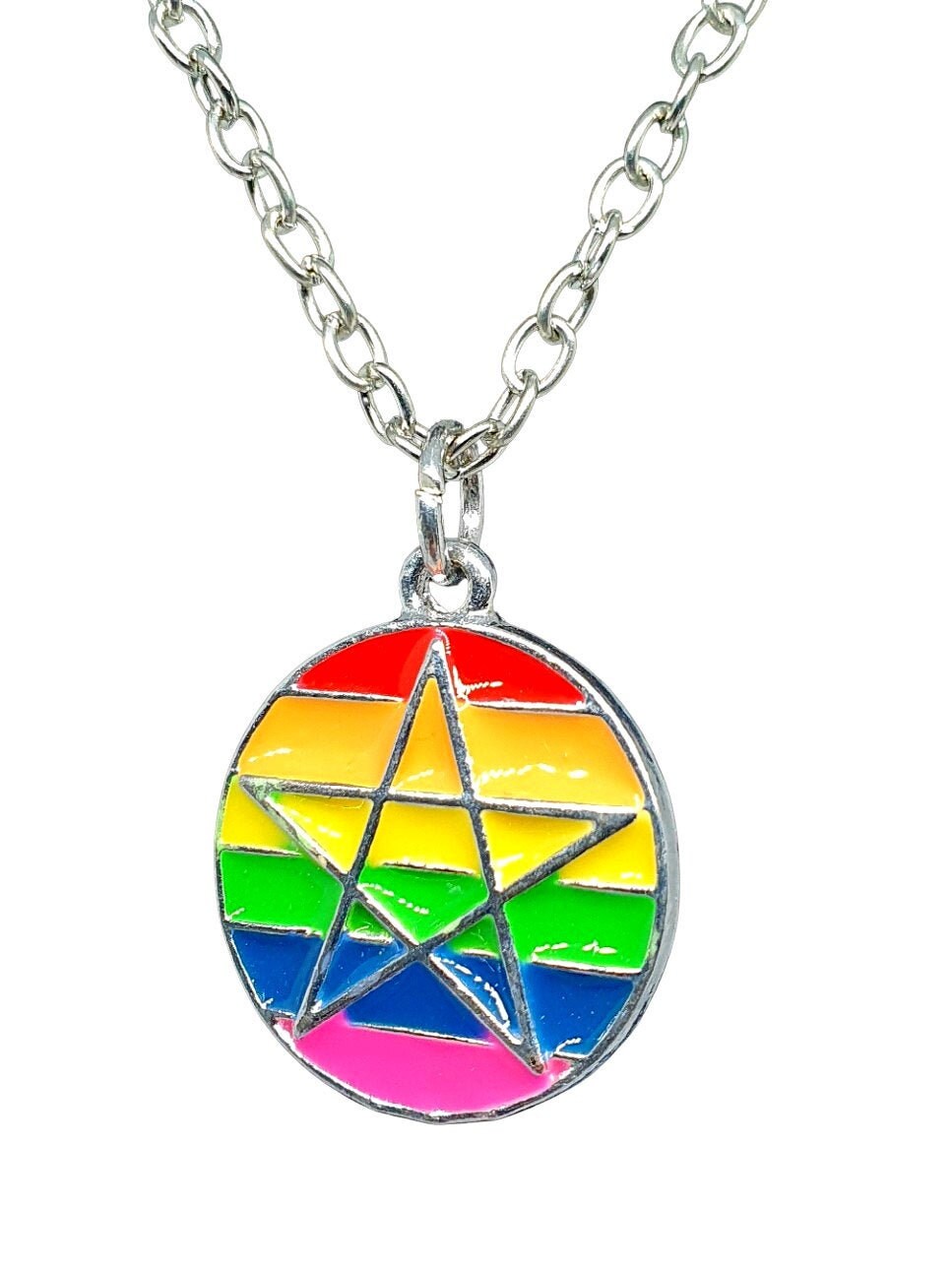 Pagan Pride Rainbow Gay LGBTQ Pentacle Enameled Pendant - Etsy