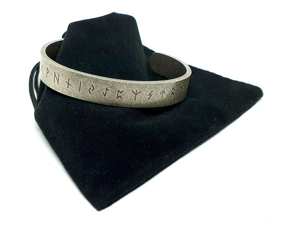 Rune Bracelet Runic Alphabet Cuff Metal Bracelet Elder Futhark Runes ...