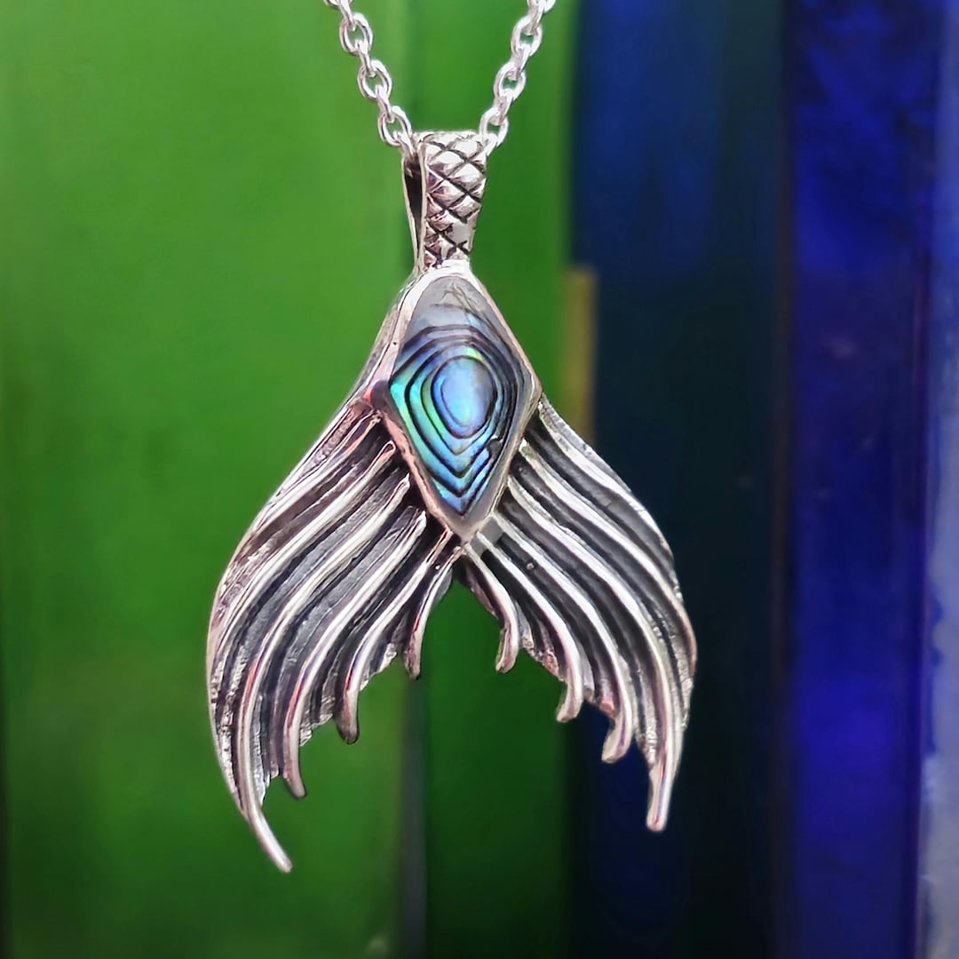 Mermaid Tail Pendant Abalone Shell 18" Necklace Sea Ocean Paua Shell ...