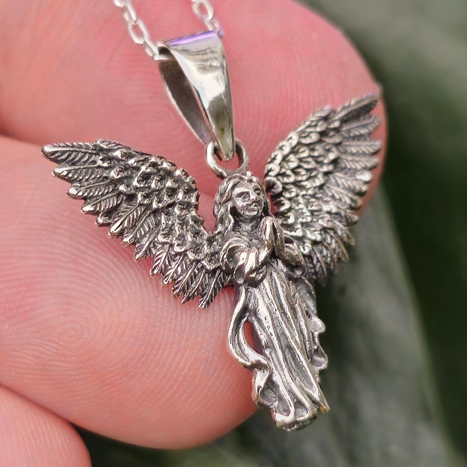 Angel Pendant 925 Sterling Silver 3d Angel 20 Inch Oval Chain Necklace ...