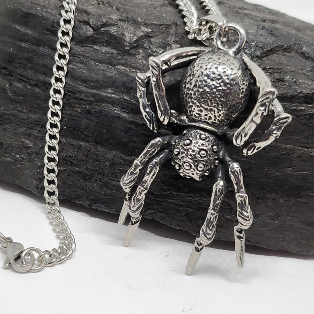 Spider Pendant Necklace Large Stainless Steel Arachnid Magical Celtic ...