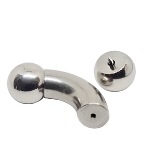 Prince Albert Curved Barbell 42mm 00 Gauge (10mm) 14mm Balls 316L Steel ...