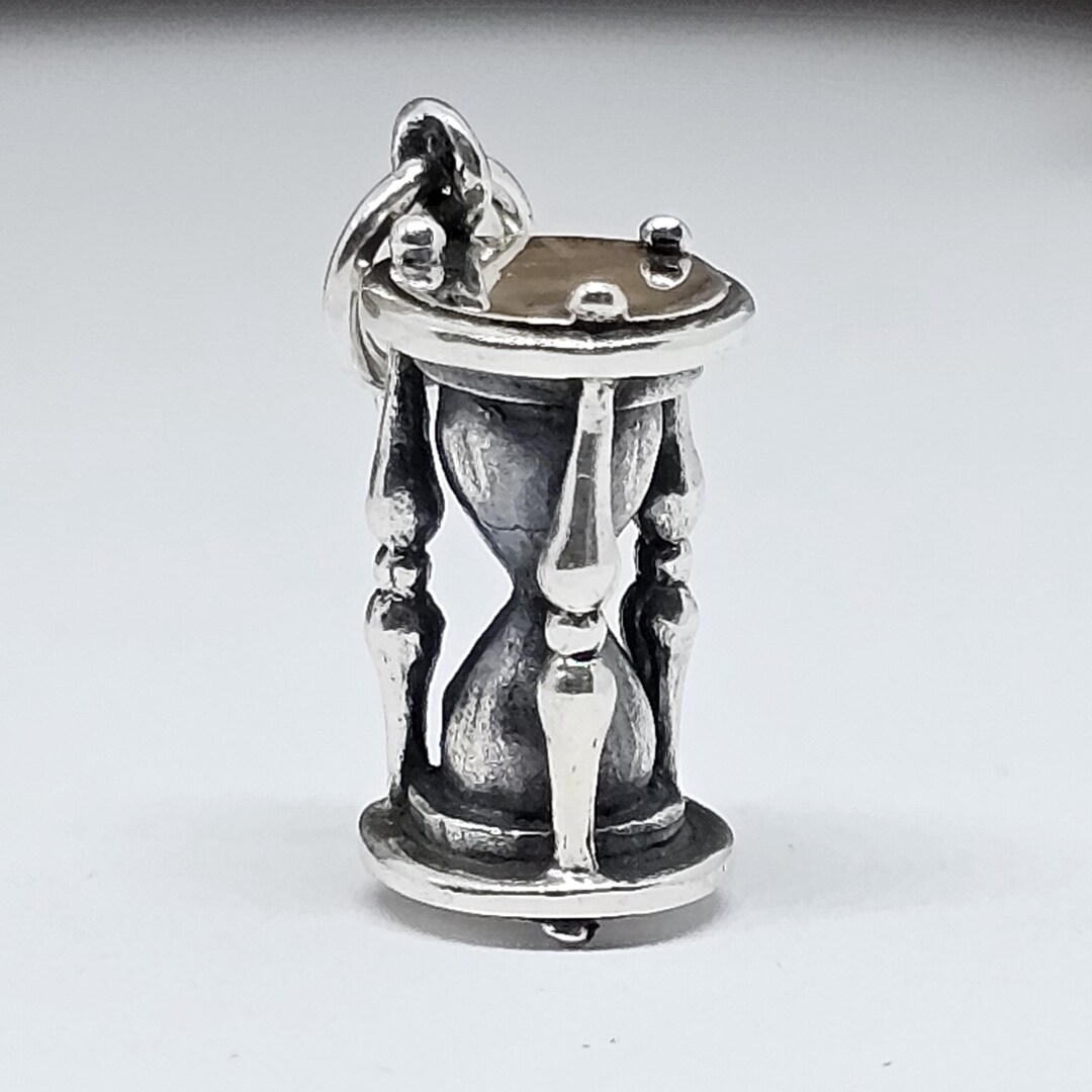 Hourglass Charm Detailed 3d Sands of Time 925 Sterling Silver Bohemian ...