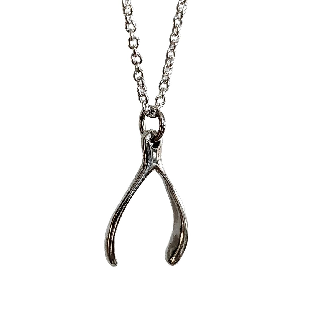 Wishbone Pendant Necklace 925 Sterling Silver 18" Rolo Chain Symbol of ...