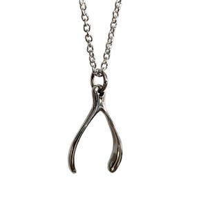 Wishbone Pendant Necklace 925 Sterling Silver 18" Rolo Chain Symbol of ...