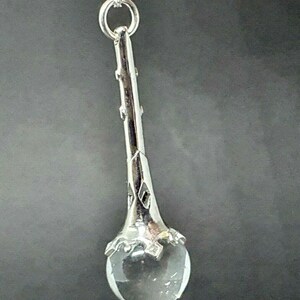 Crystal Ball Pendant Necklace Quartz Wand 925 Sterling Silver Amulet 18 ...