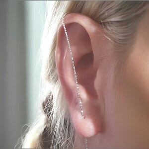 Ear Wrap Crawler Hook Crook Bar Industrial Piercing Twisted Ribbed ...