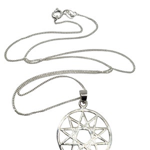 10 Point Star Pendant Necklace 925 Sterling Silver Dekagram Esoteric ...