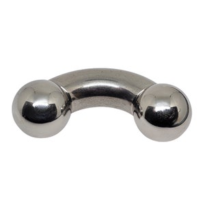 Prince Albert Curved Barbell 42mm 00 Gauge (10mm) 14mm Balls 316L Steel ...