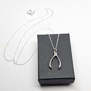 Wishbone Pendant Necklace 925 Sterling Silver 18" Rolo Chain Symbol of ...