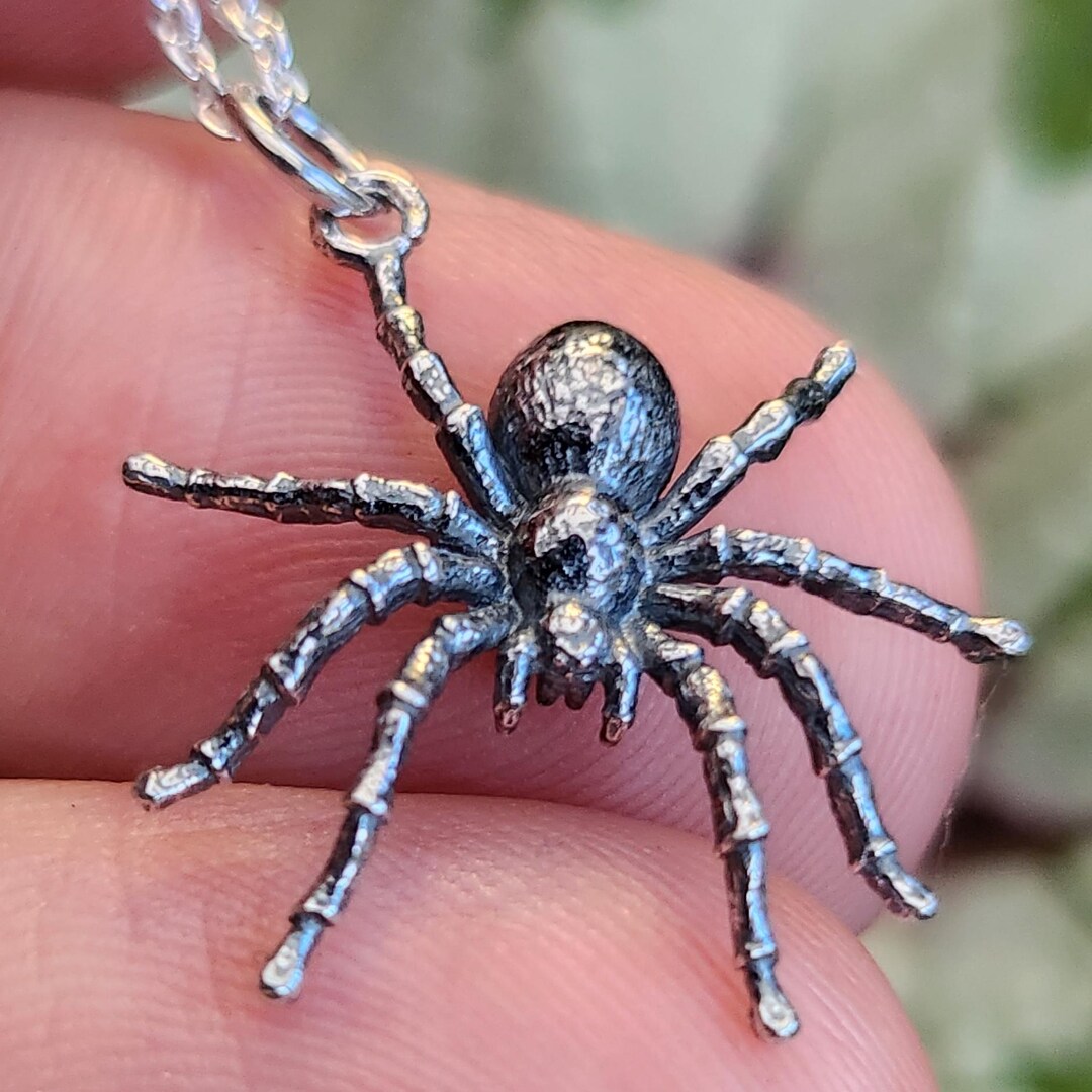 Spider Pendant Necklace 925 Silver Fanged Spider Pendant Arachnid ...