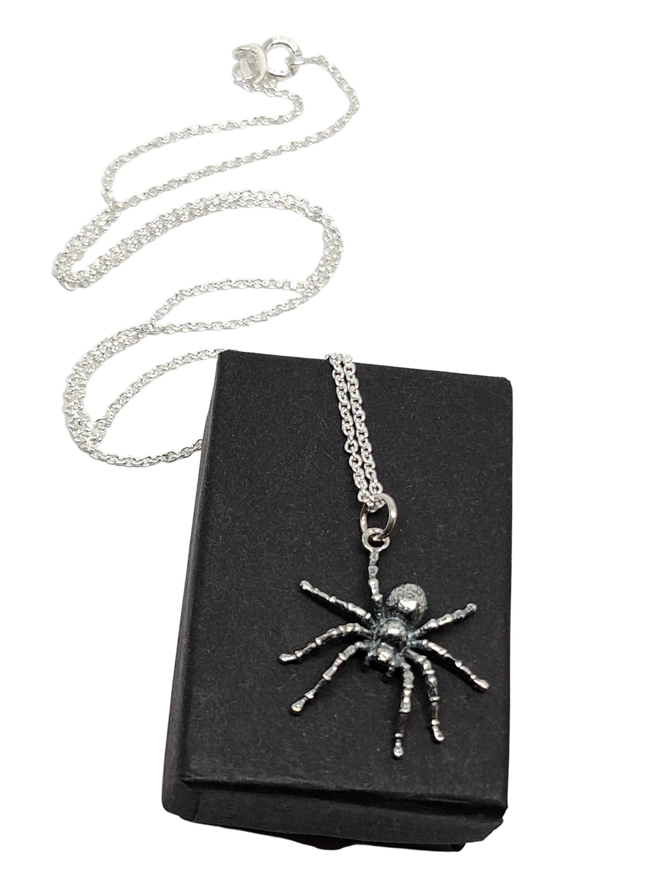 Spider Pendant Necklace 925 Silver Fanged Spider Pendant Spider Pendant Necklace 925 Silver Fanged Spider Pendant