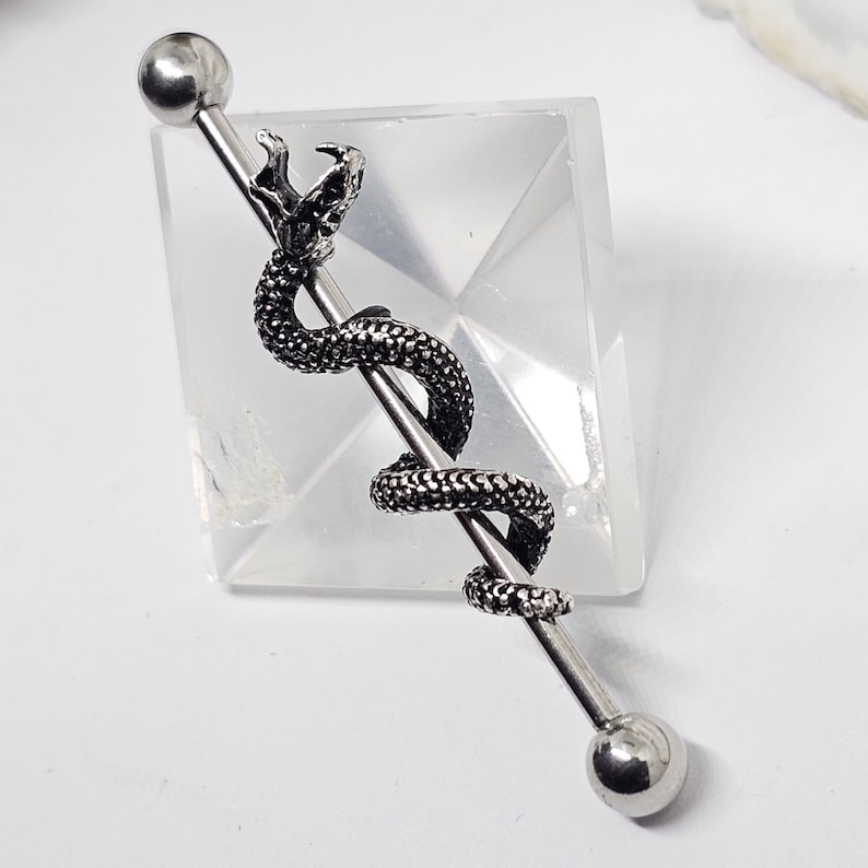 Snake Scaffold Bar 14 Gauge Industrial Piercing Bohemian Earring Body ...