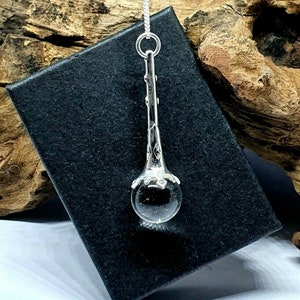 Crystal Ball Pendant Necklace Quartz Wand 925 Sterling Silver Amulet 18 ...