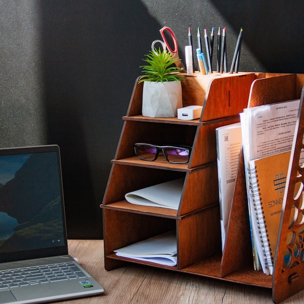 Engraved Office Desk Organizer - Etsy